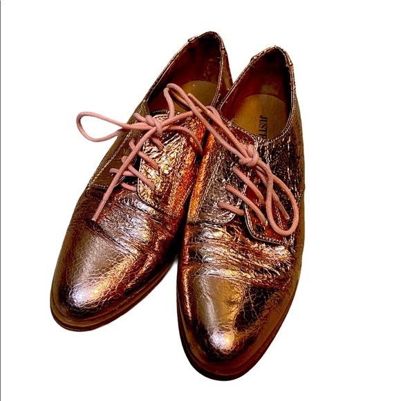 JustFab | Shoes | Just Fab Rose Gold Foil Oxfords | Poshmark